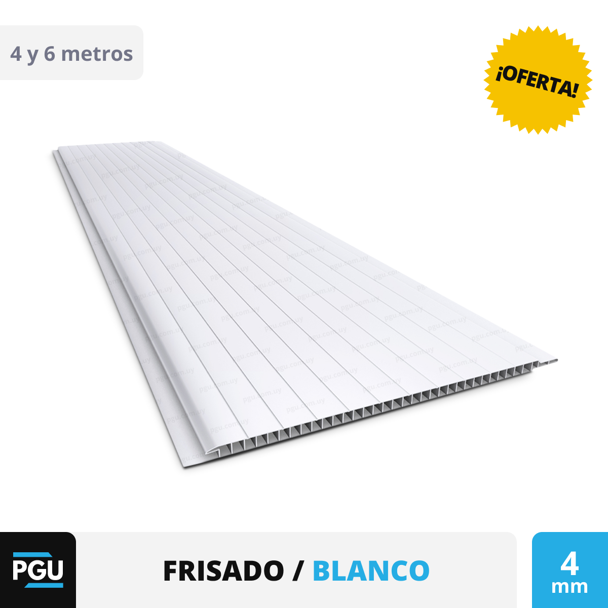 OFERTA Cielorraso de PVC Blanco Frisado - 20cm x 4mm